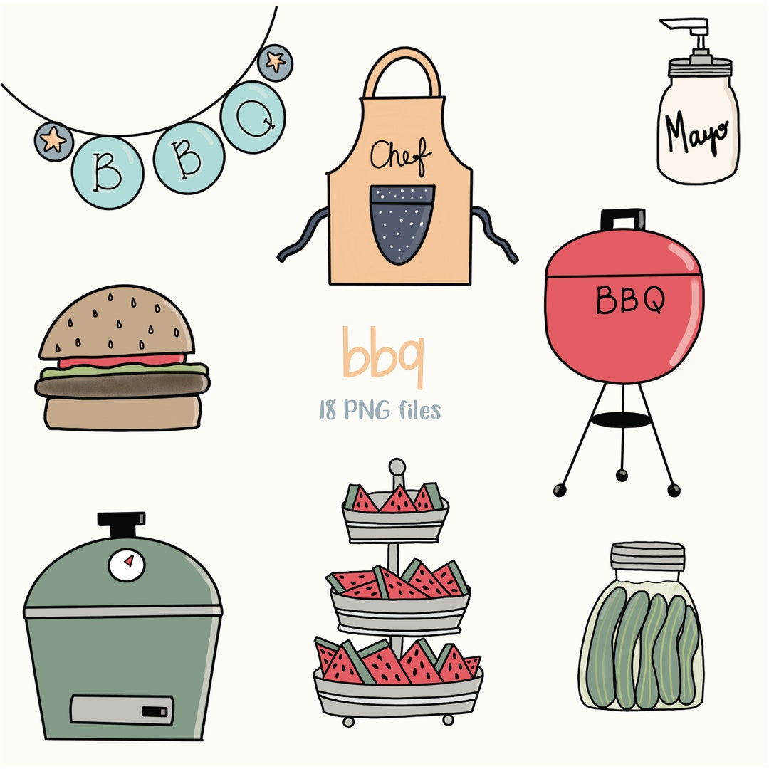 BBQ Clipart, Summer Graphics, BBQ Graphics, Barbecue Party, Food ...