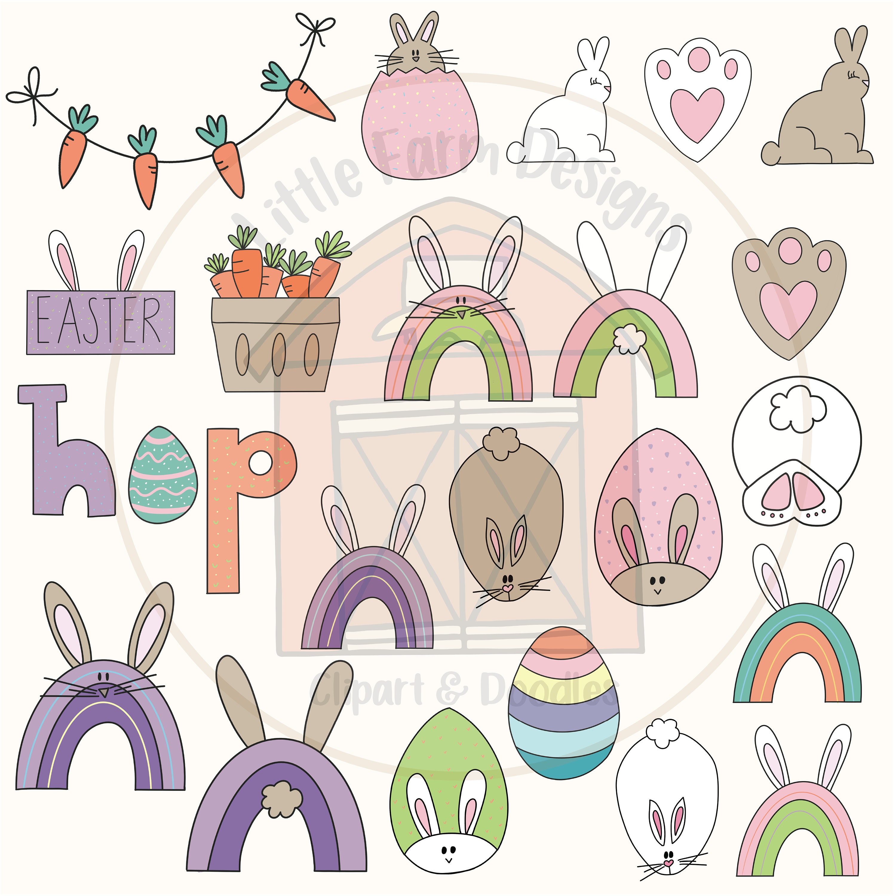 Cute Easter Clipart, Easter Eggs Clipart, Easter Rabbits Clipart ...