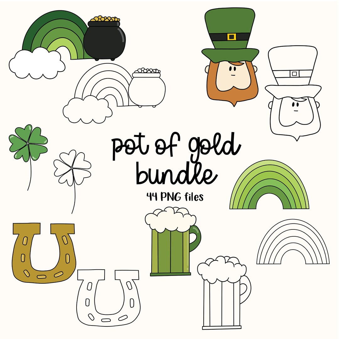 St. Patrick's Day Clipart Bundle Pot of Gold Clipart St. - Etsy