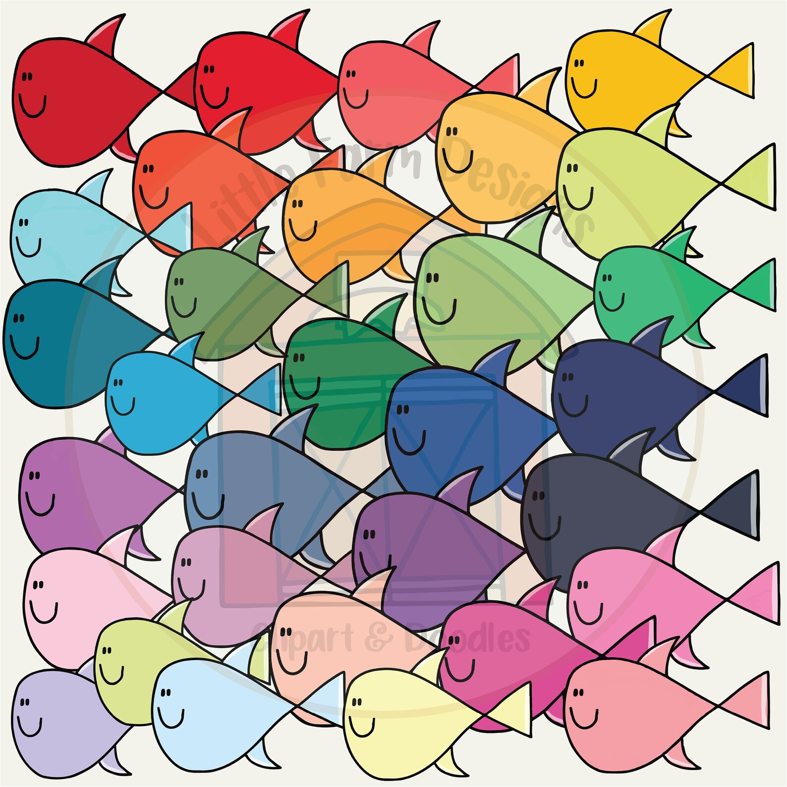 Fish Clipart, Rainbow Colors Fish, Sea Animals Clipart, Clipart for ...