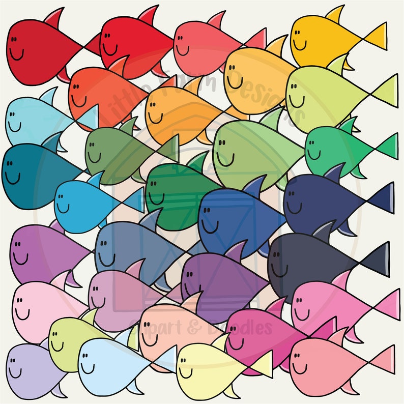 Fish Clipart, Rainbow Colors Fish, Sea Animals Clipart, Clipart for ...