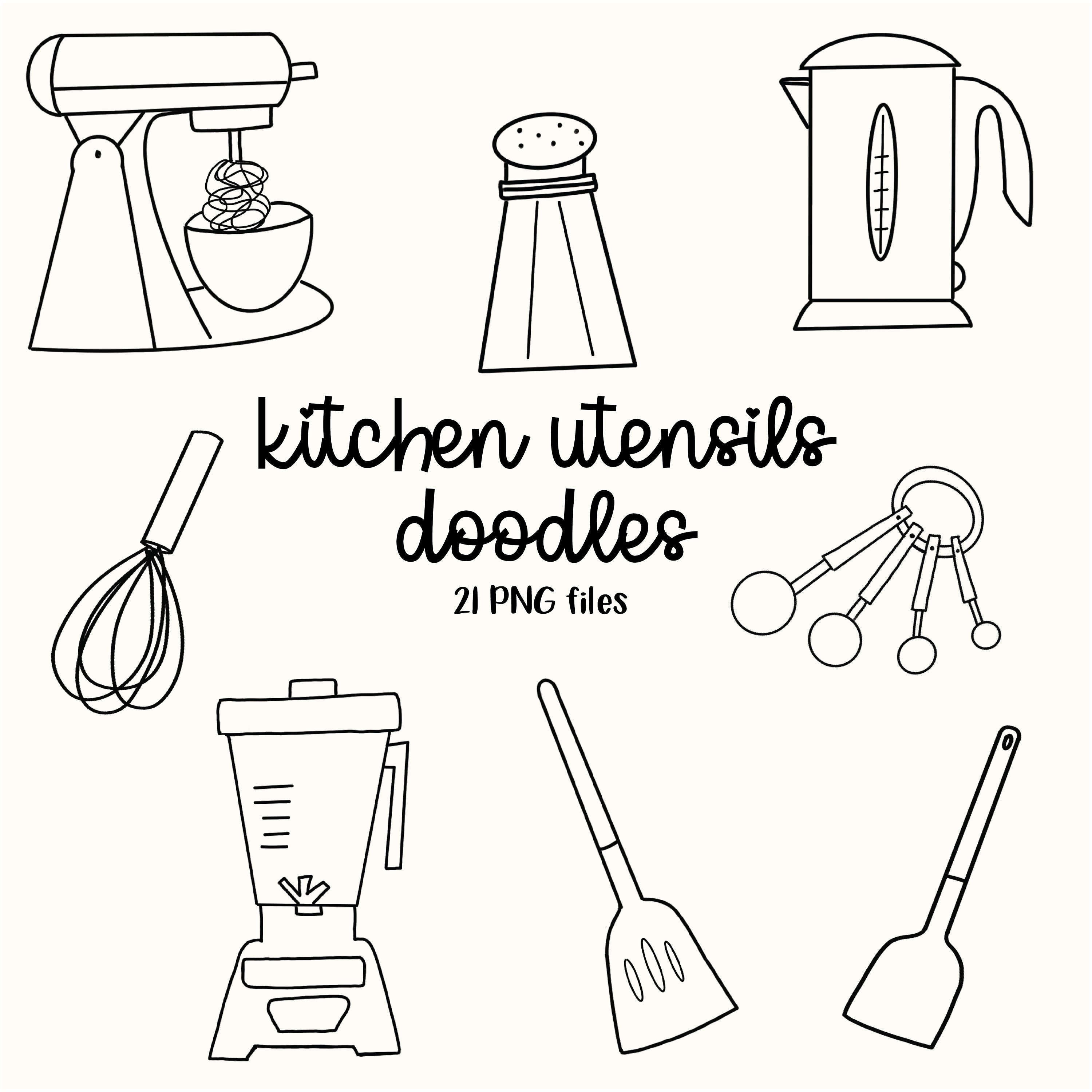 Kitchen Utensils Clipart Stamps, Kitchen Tools, Kitchen Graphics ...