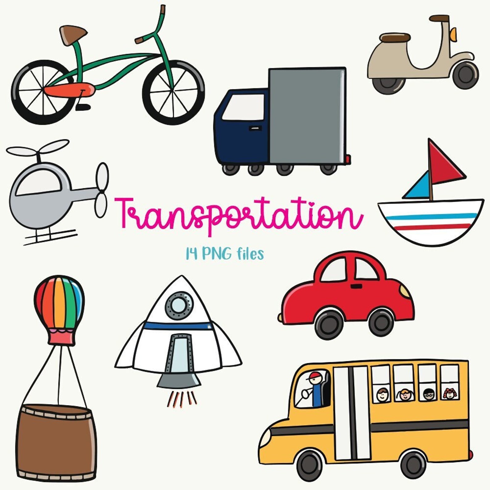 Transportation Clipart Car Clipart Bus Clipart Sailboat - Etsy