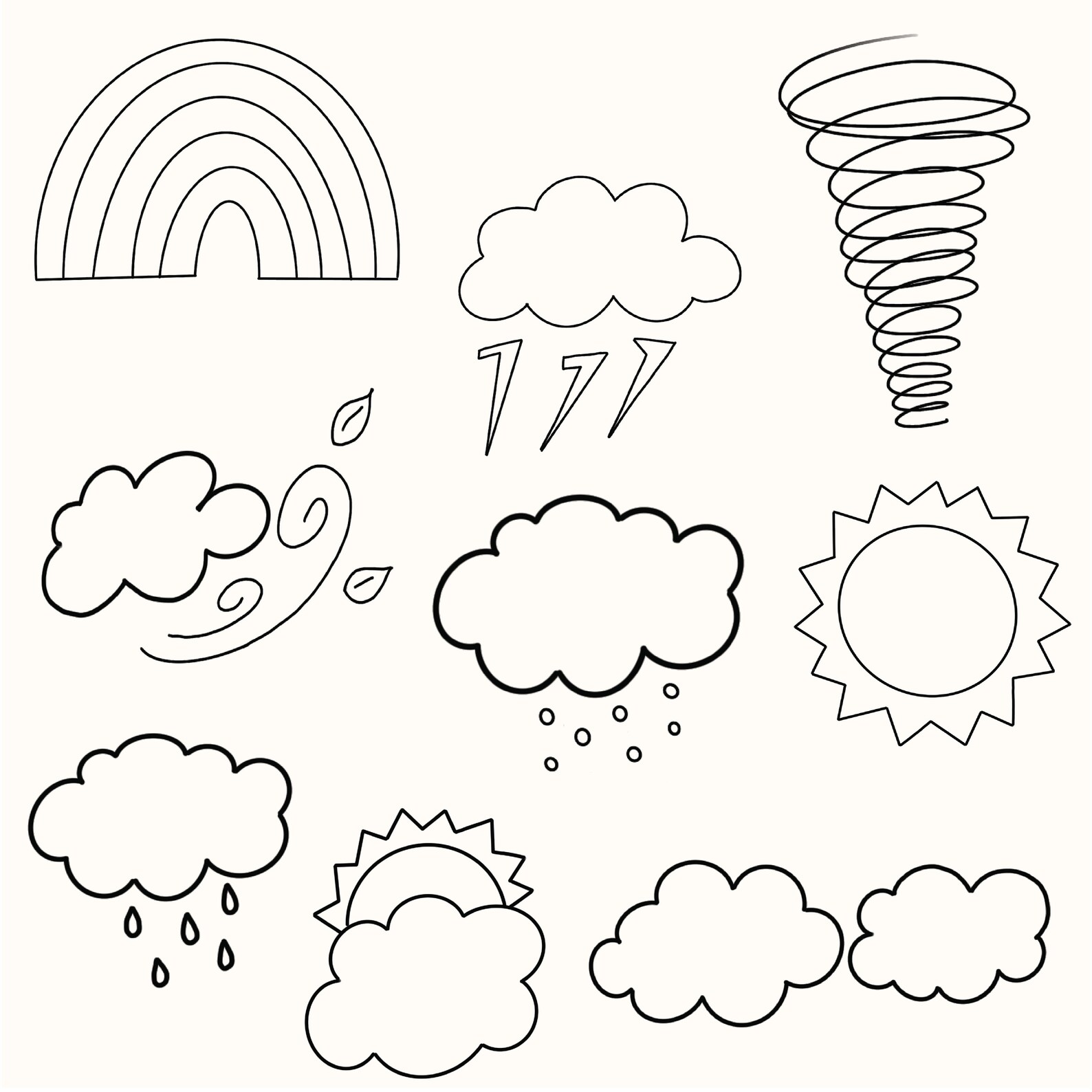 Weather Clipart Bundle Weather Stamps Weather Doodles - Etsy