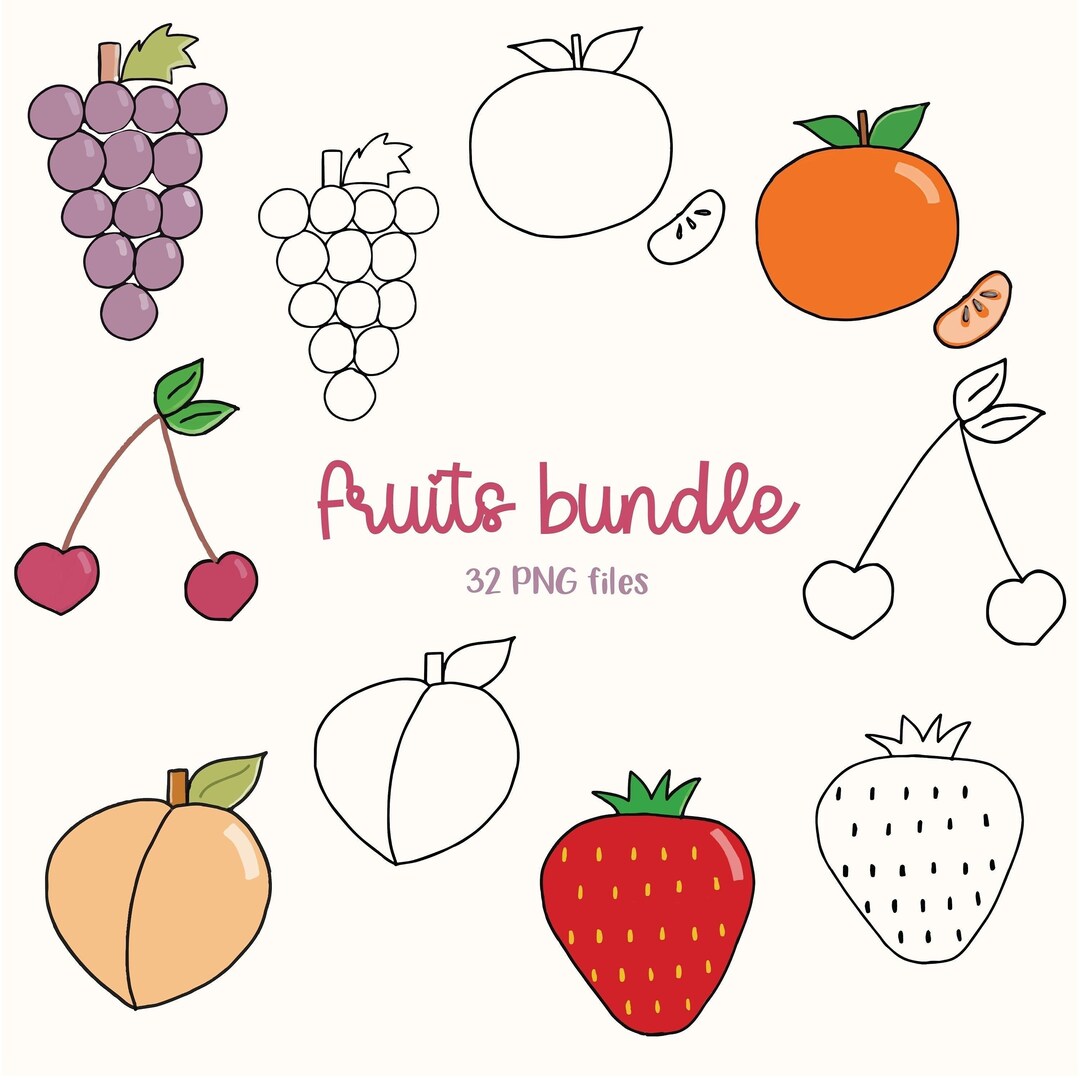 Fruits Clipart Bundle Fruit Clear Stamps Fruit - Etsy