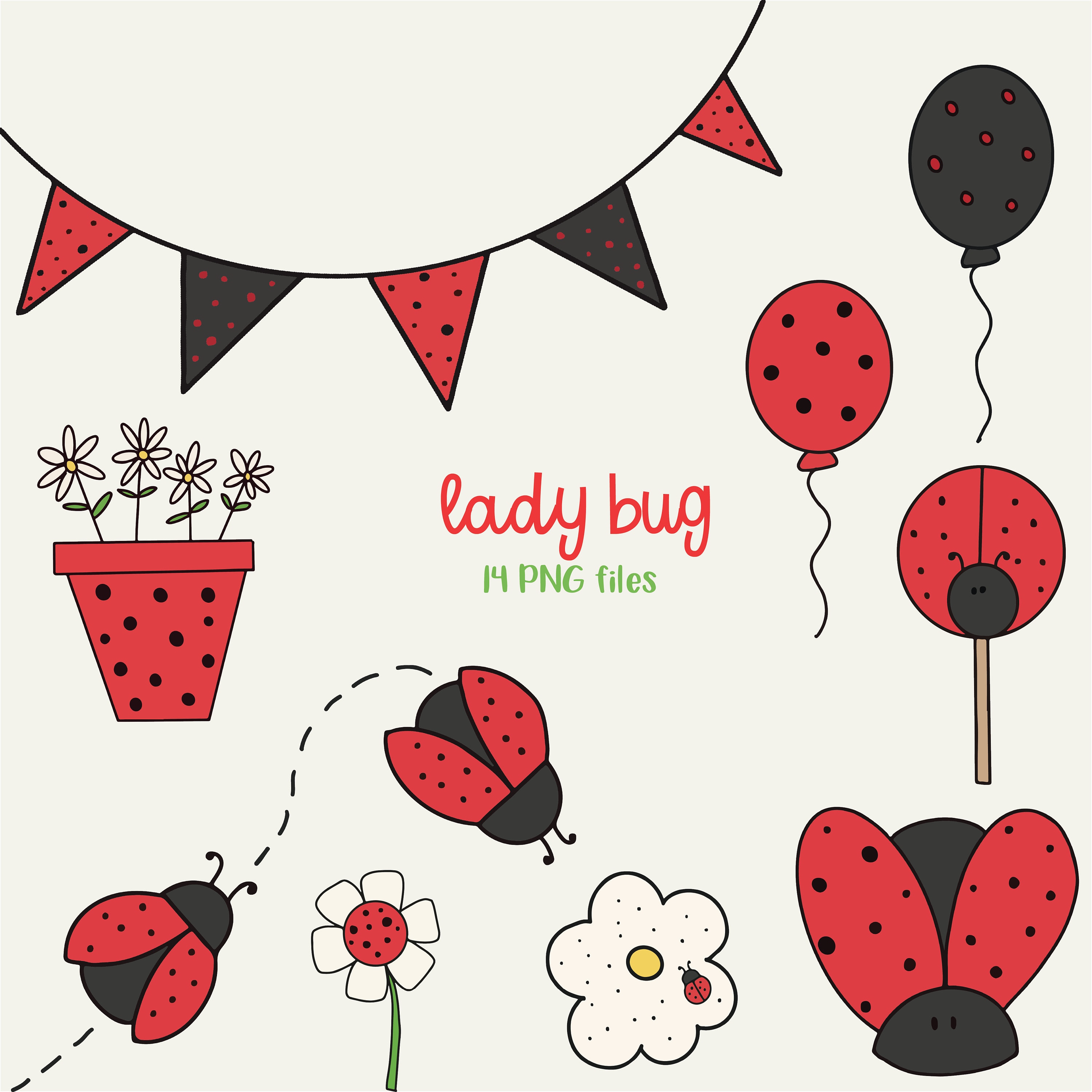 Ladybug Clipart Bundle, Ladybug Graphics, Spring Clipart, Ladybug ...