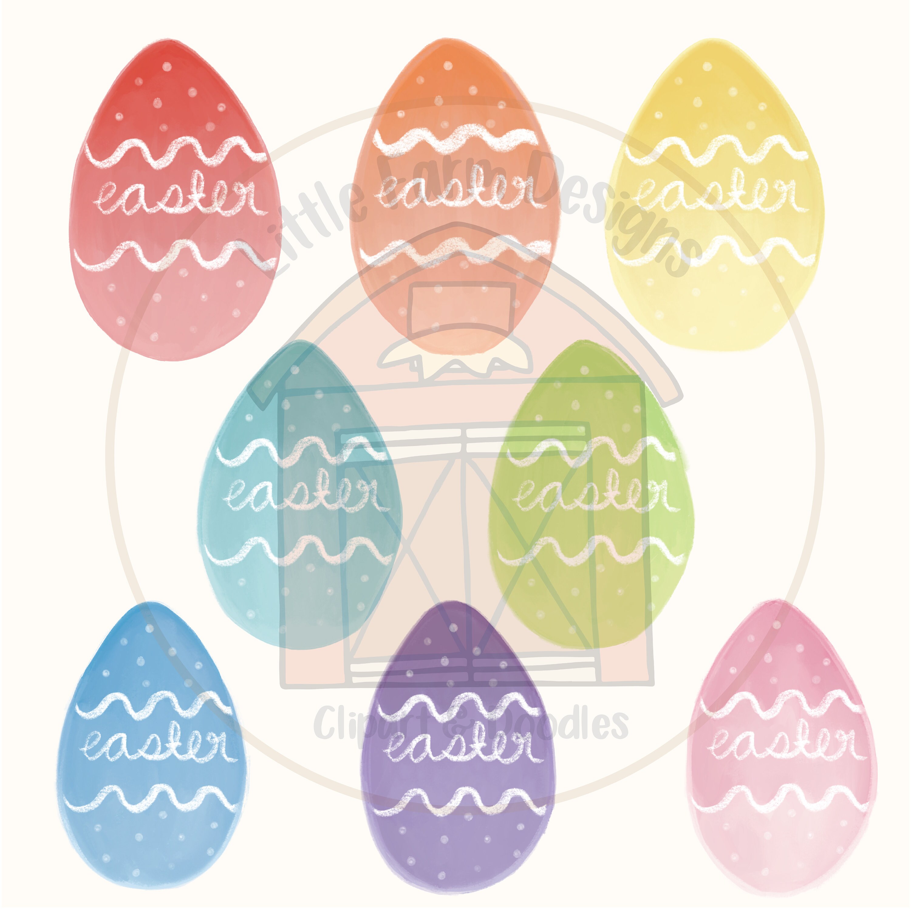 Ombré Easter Eggs, Rainbow Easter Eggs, Watercolor Easter Clipart, Cute ...