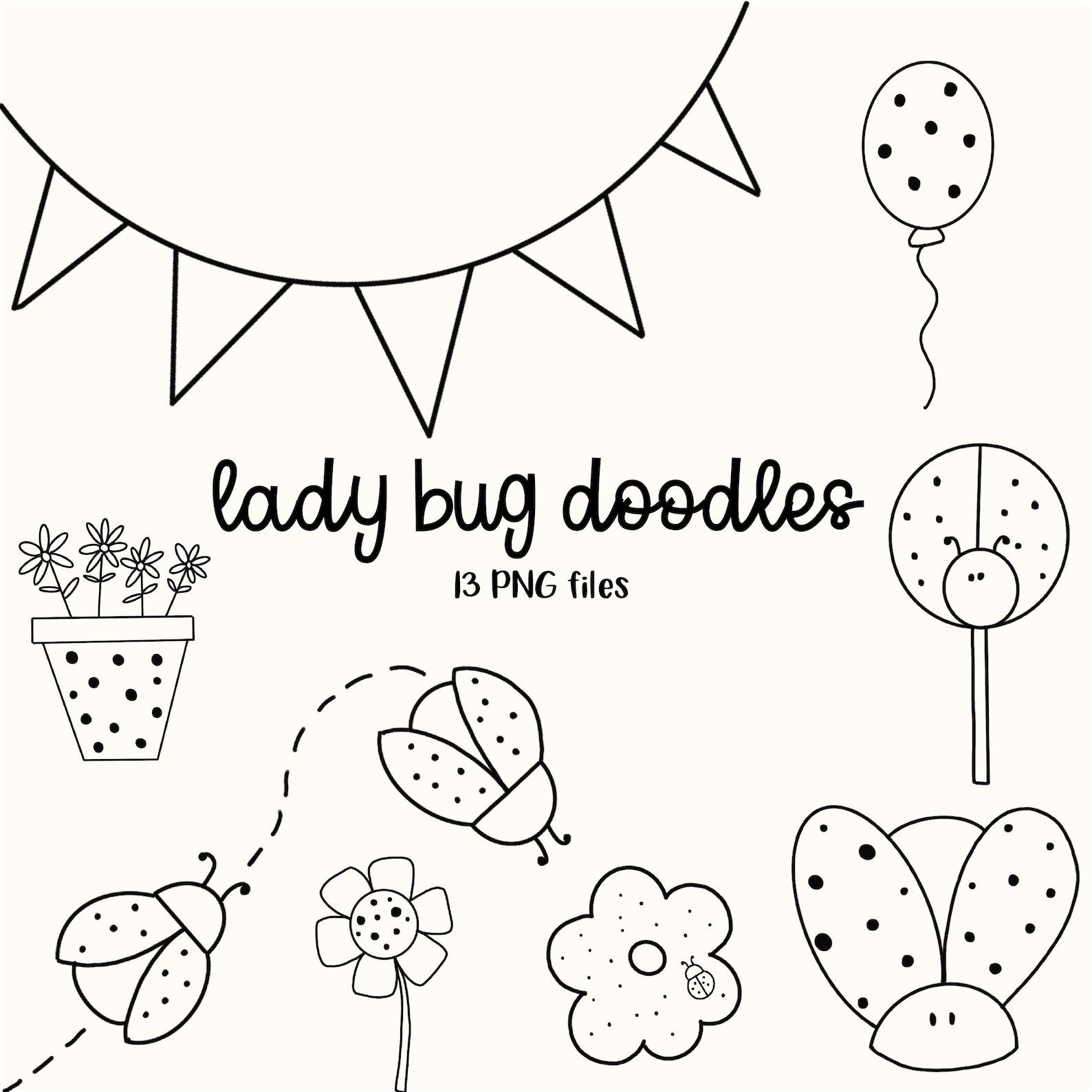 Ladybug Stamps Ladybug Doodles Spring Stamps Spring - Etsy