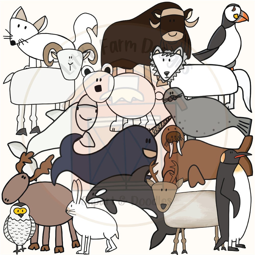 Arctic Animals Clipart, Polar Animal Clipart, Winter Animals Clipart ...