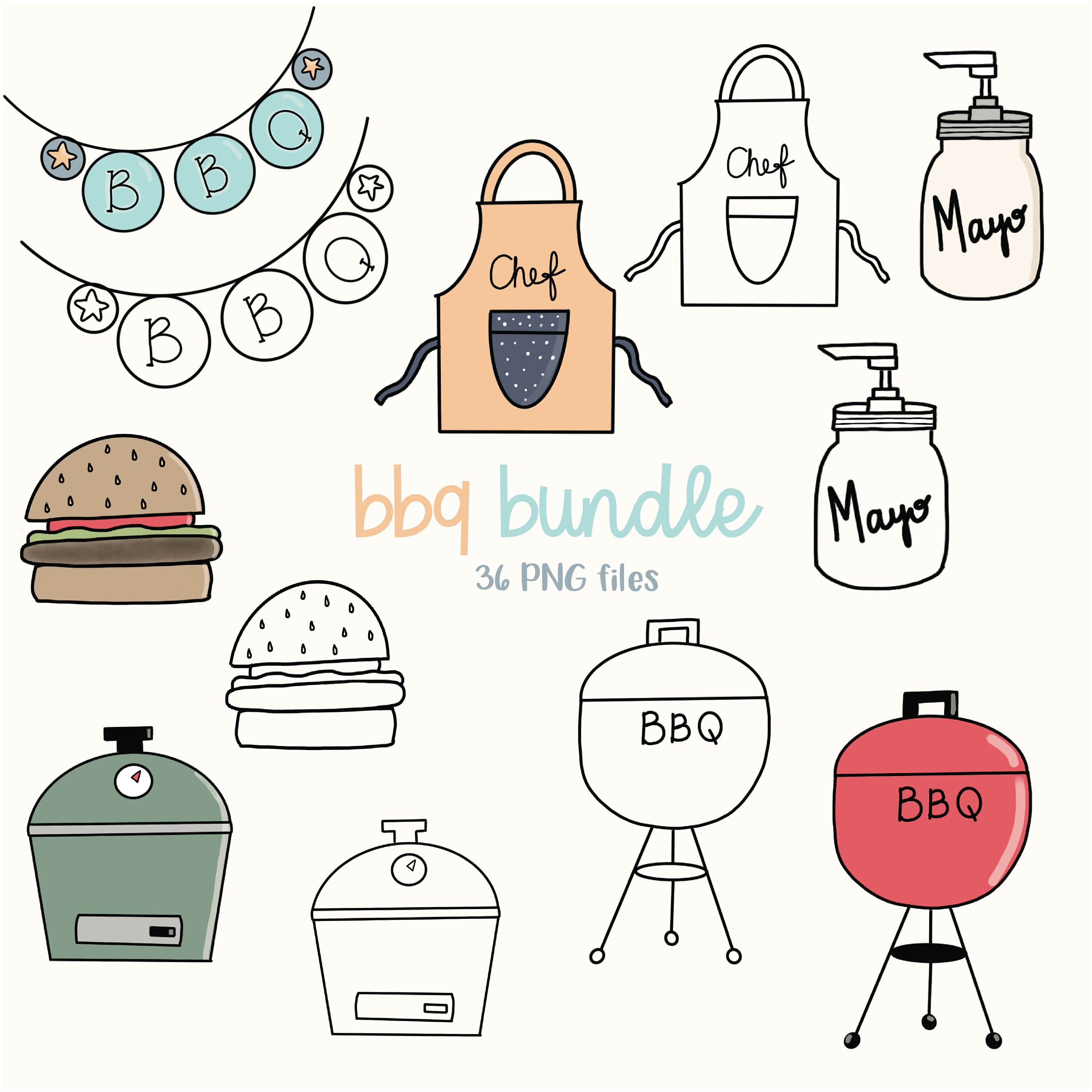 BBQ Clipart Summer Graphics BBQ Graphics Barbecue Party - Etsy