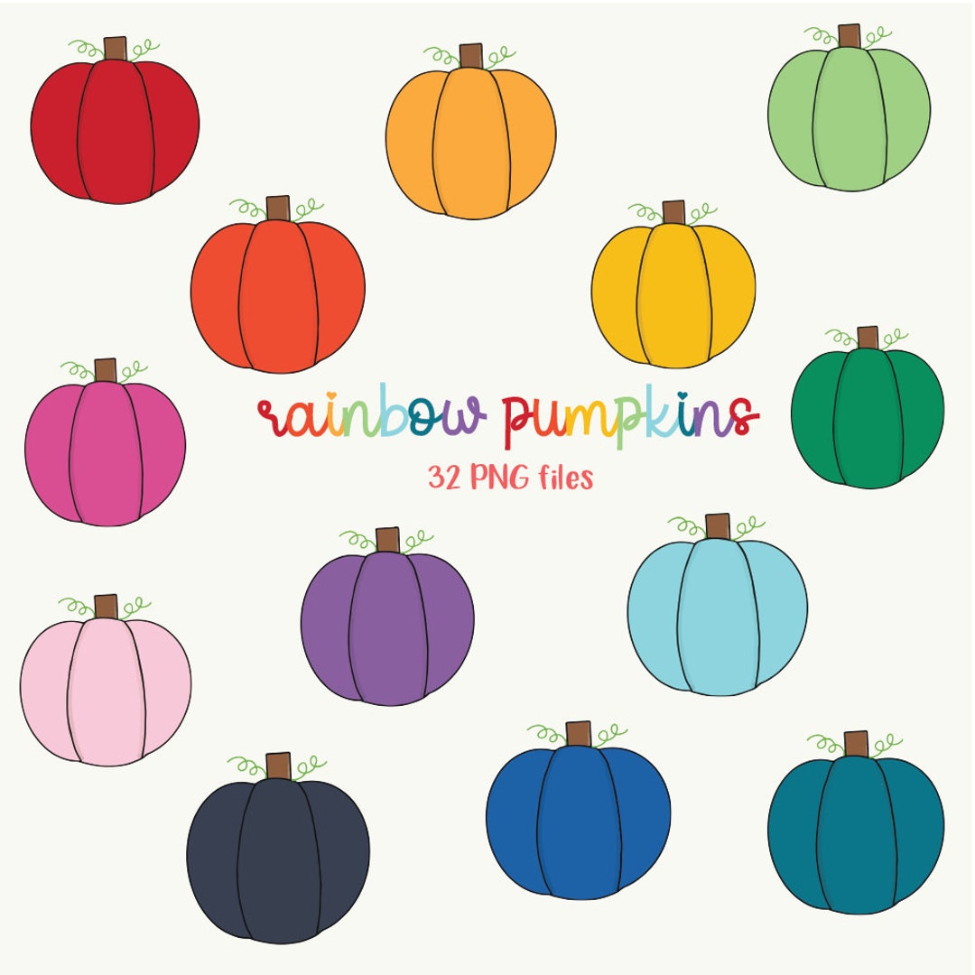 Rainbow Pumpkin Clipart, Fall Clipart, Holiday Clipart, Pumpkin ...