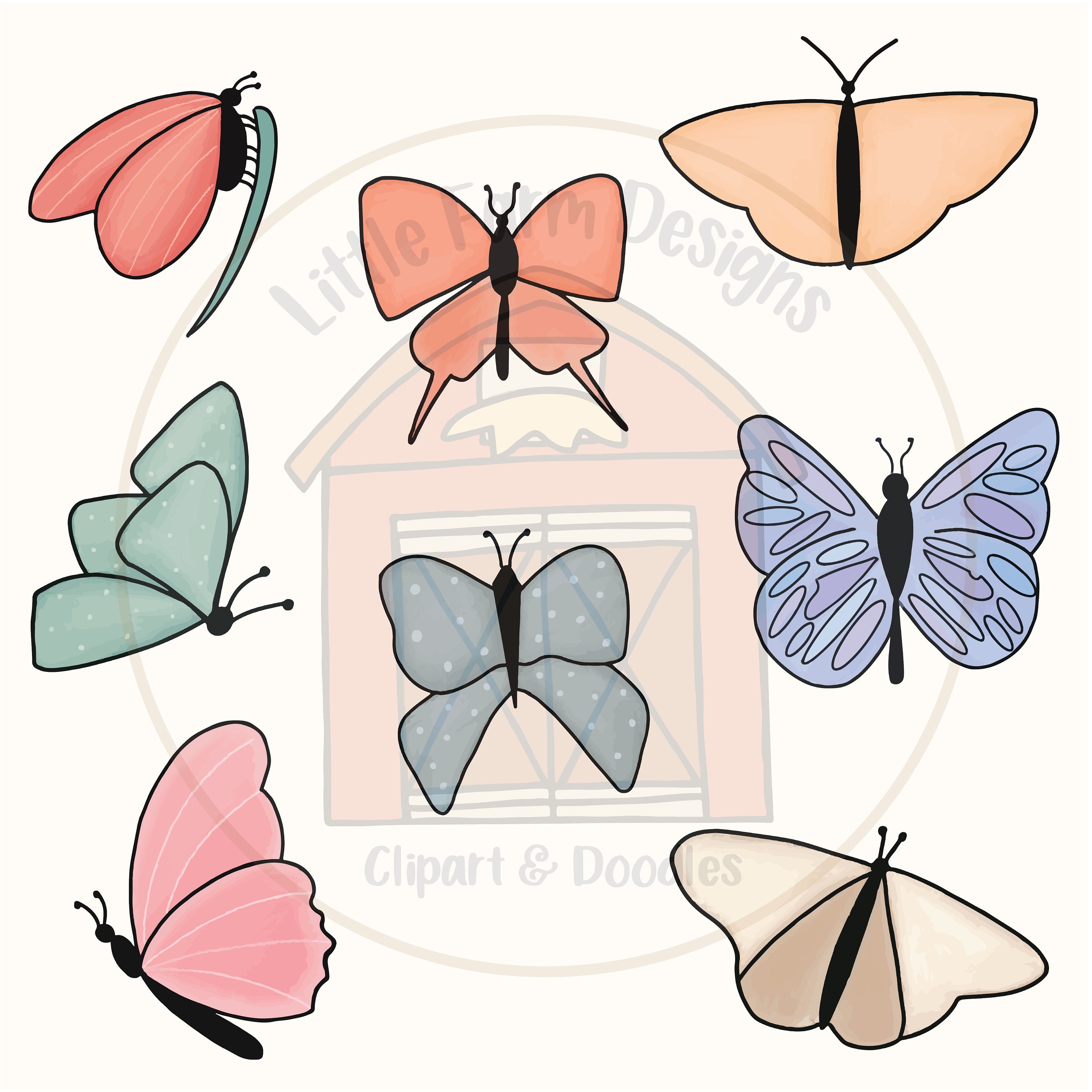 Butterflies Bundle Clipart, Butterfly Graphics, Bugs Clipart ...