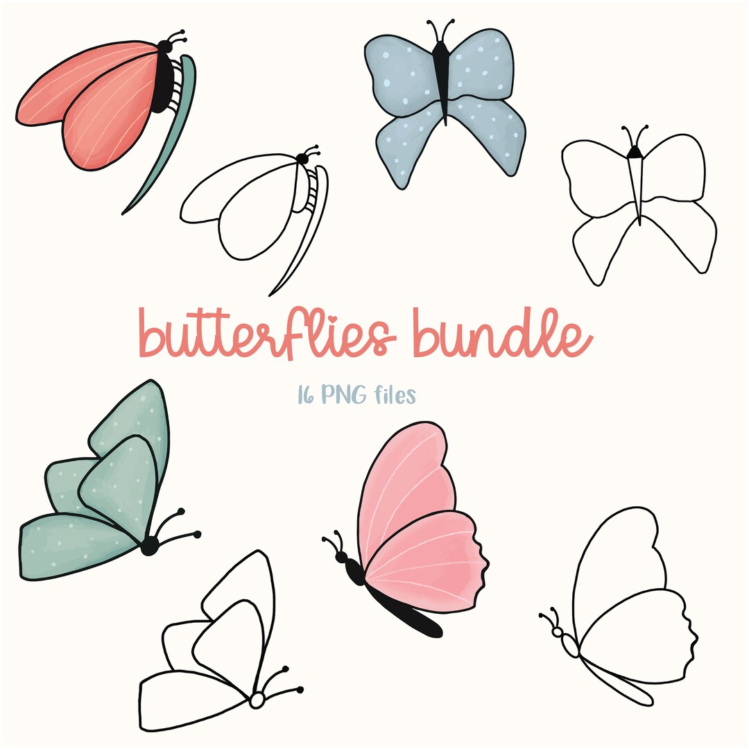 Butterflies Bundle Clipart, Butterfly Graphics, Bugs Clipart ...