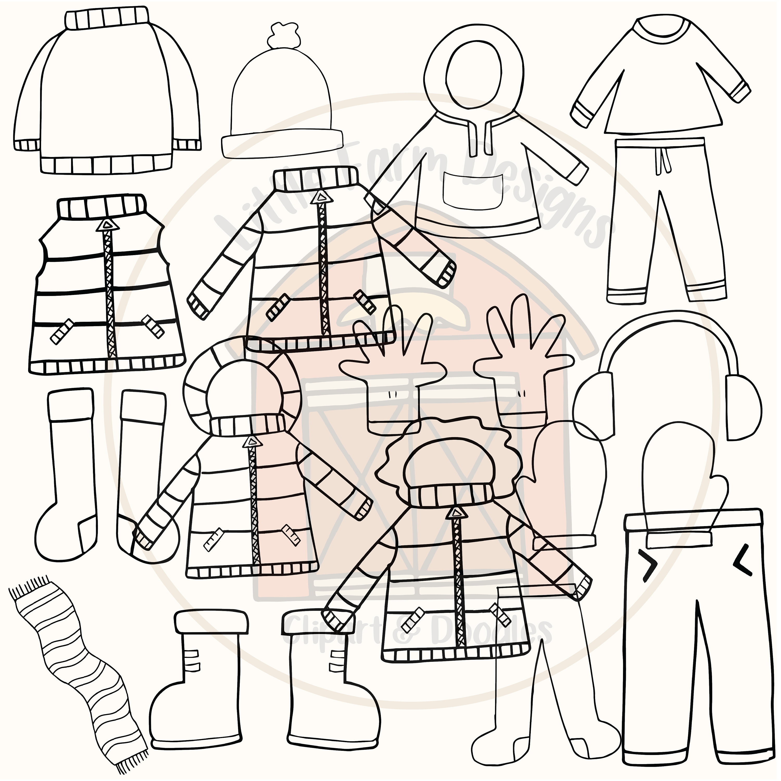 Winter Fashion Clipart, Winter Clothes Digital Stamps, Winter Outfits ...