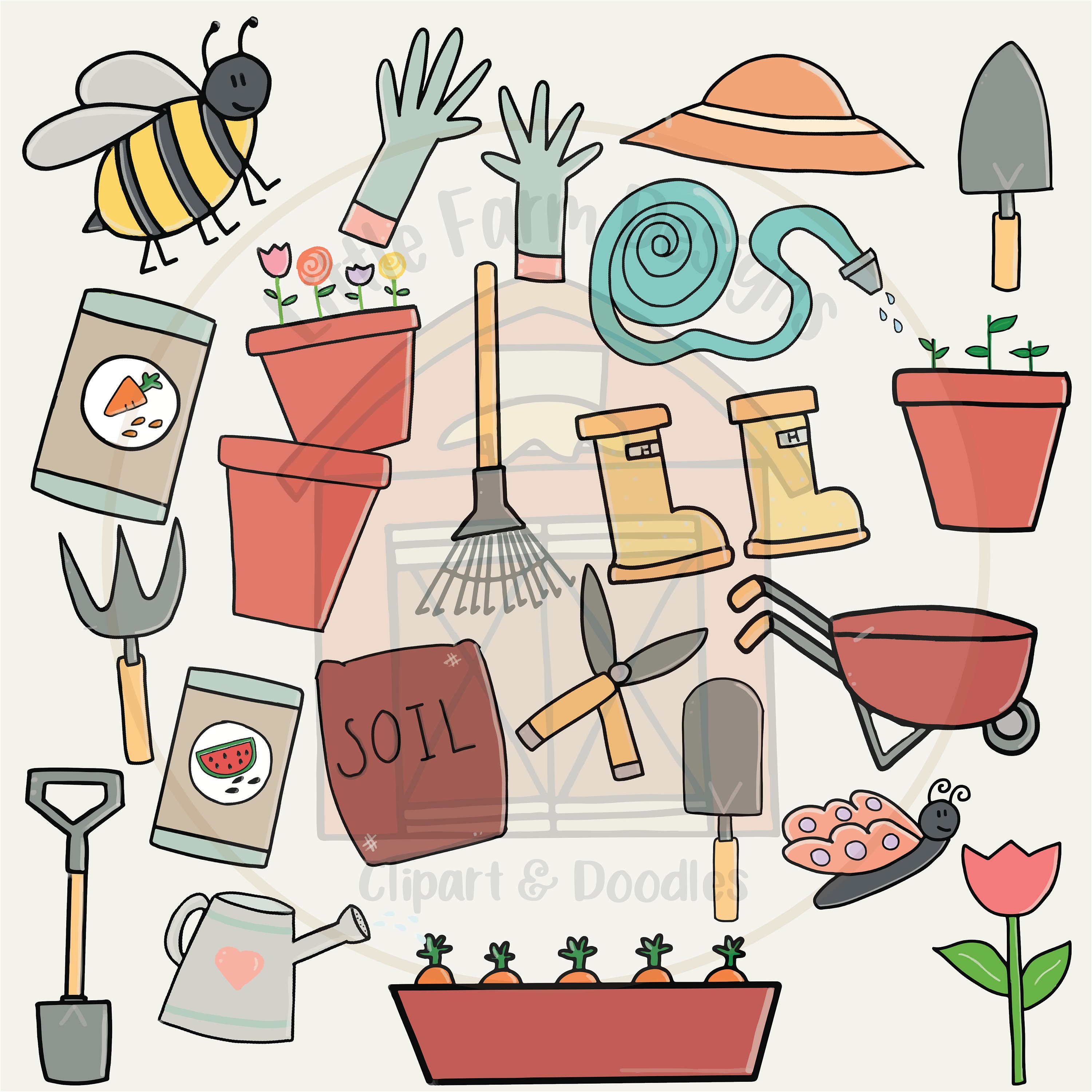 Gardening Clipart, Spring Clipart, Gardening Tools, Gardening Graphics ...