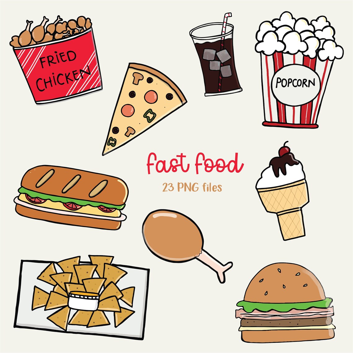 Food clipart Fast food clipart Food graphics Burger | Etsy