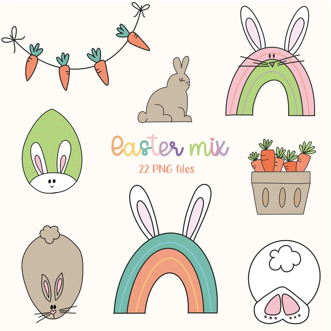Cute Easter Clipart, Easter Eggs Clipart, Easter Rabbits Clipart ...