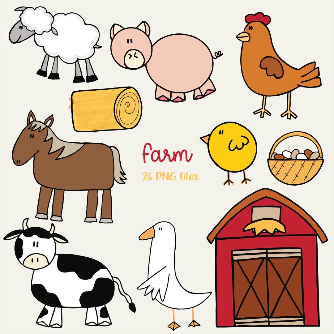 Farm Animals Clipart Farm Graphics Animal Graphics Clipart - Etsy
