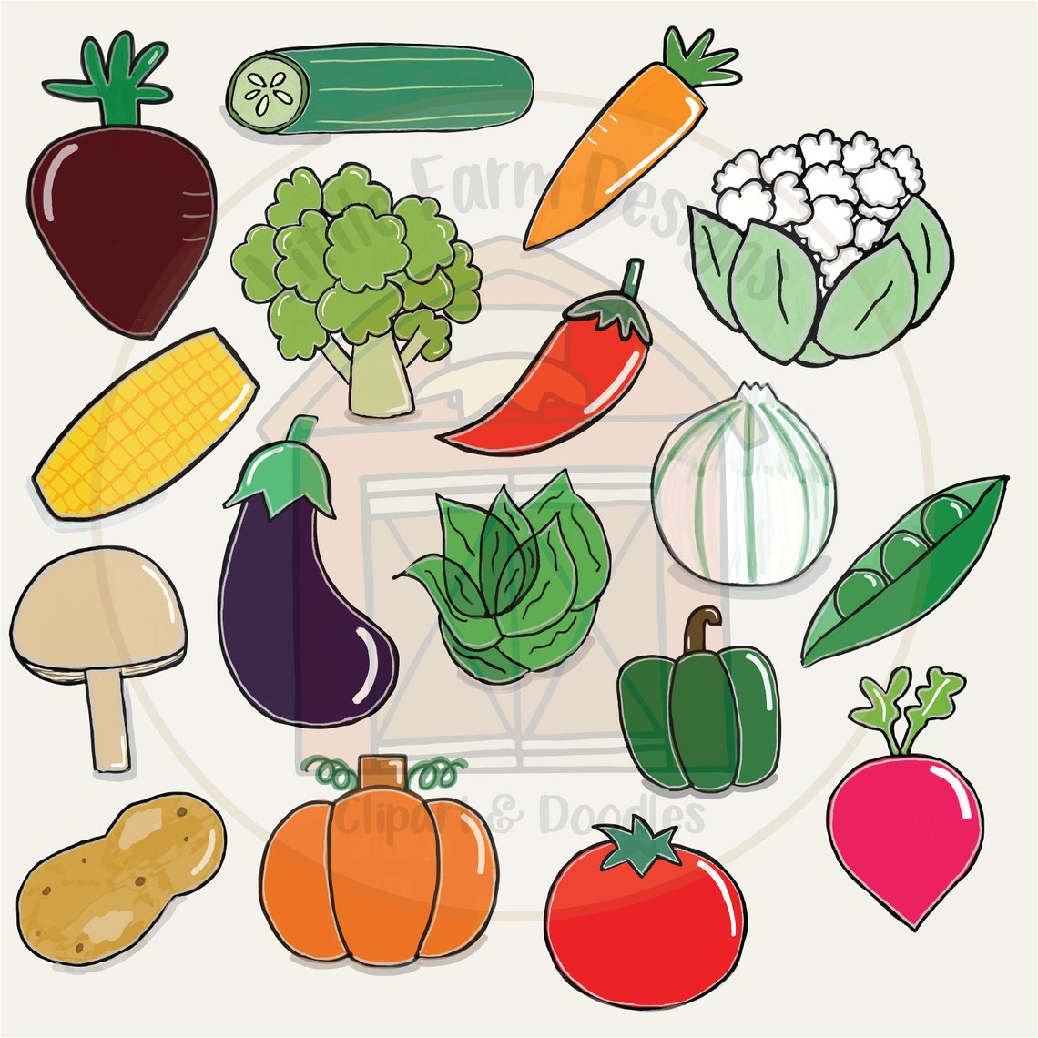 Vegetables Clipart, Veggies Clipart, Food Clipart, Vegetables Graphics ...