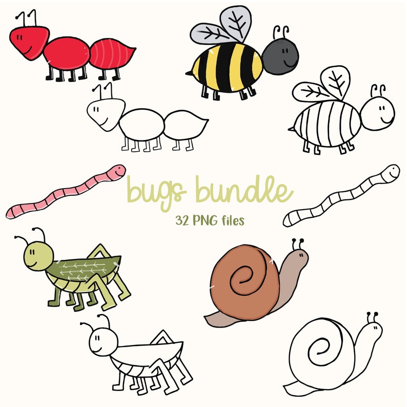 Bugs Clipart Bundle Bugs Stamps Insects Clipart Insects | Etsy