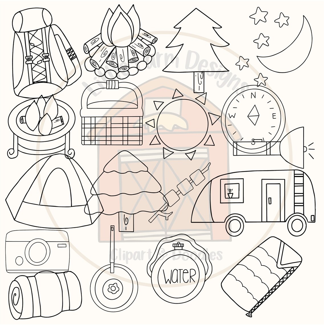 Camping Doodles Clipart Camper Clipart Camping Scrapbook - Etsy Canada