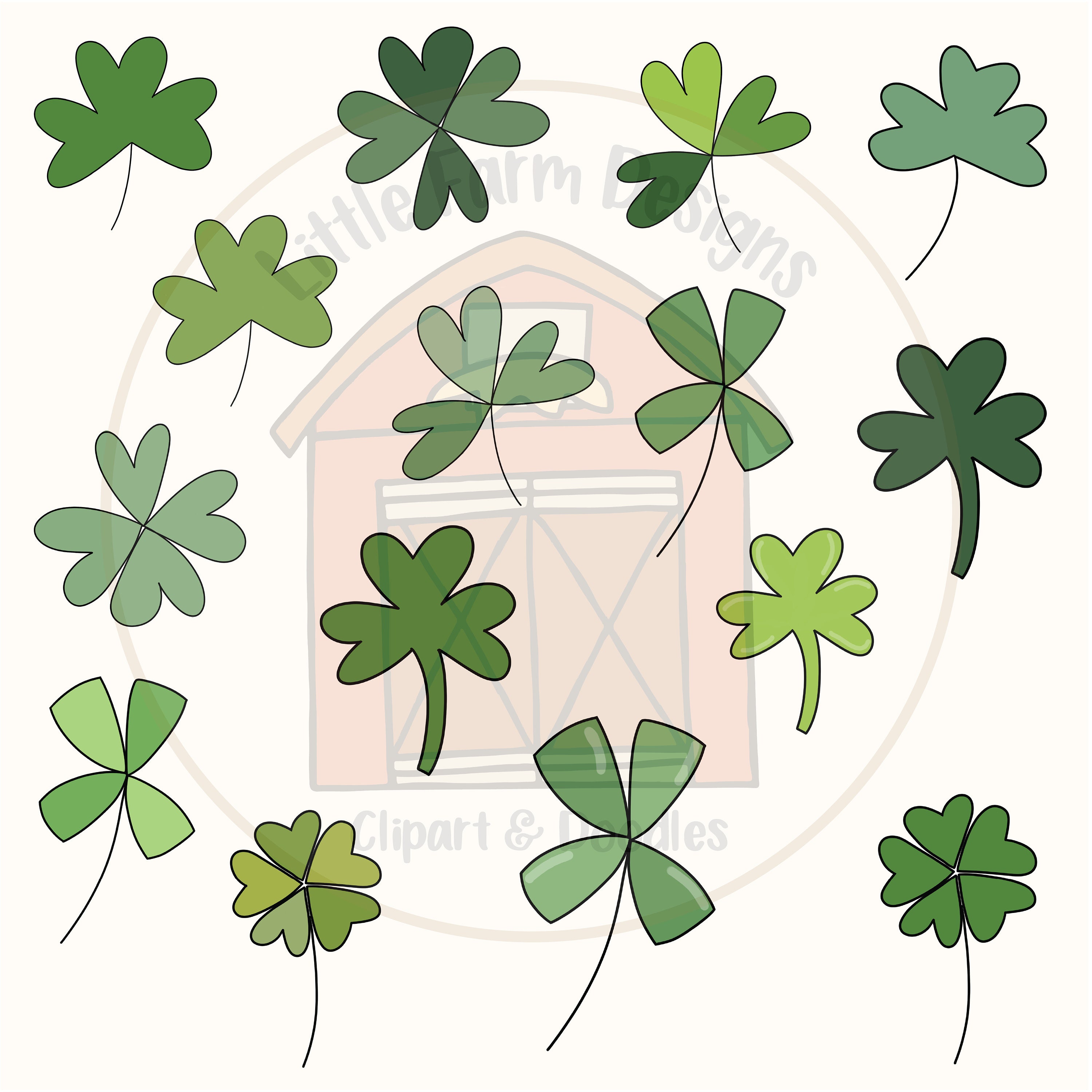 St. Patrick's Day Clipart, Green Clover Clipart, St. Patrick's Clovers ...