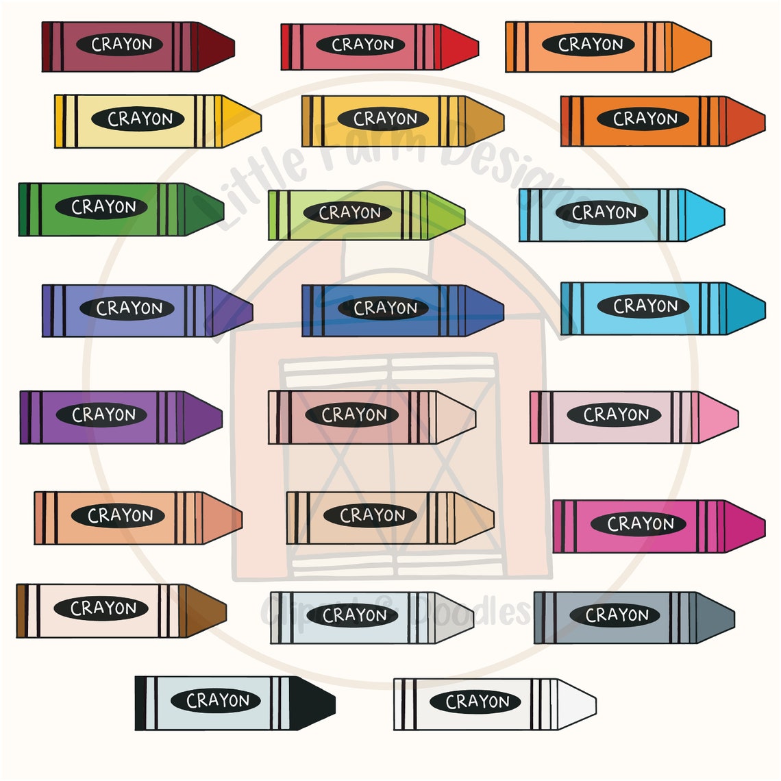 Crayons Clipart, Rainbow Clipart, Crayons Graphics, School Supplies ...