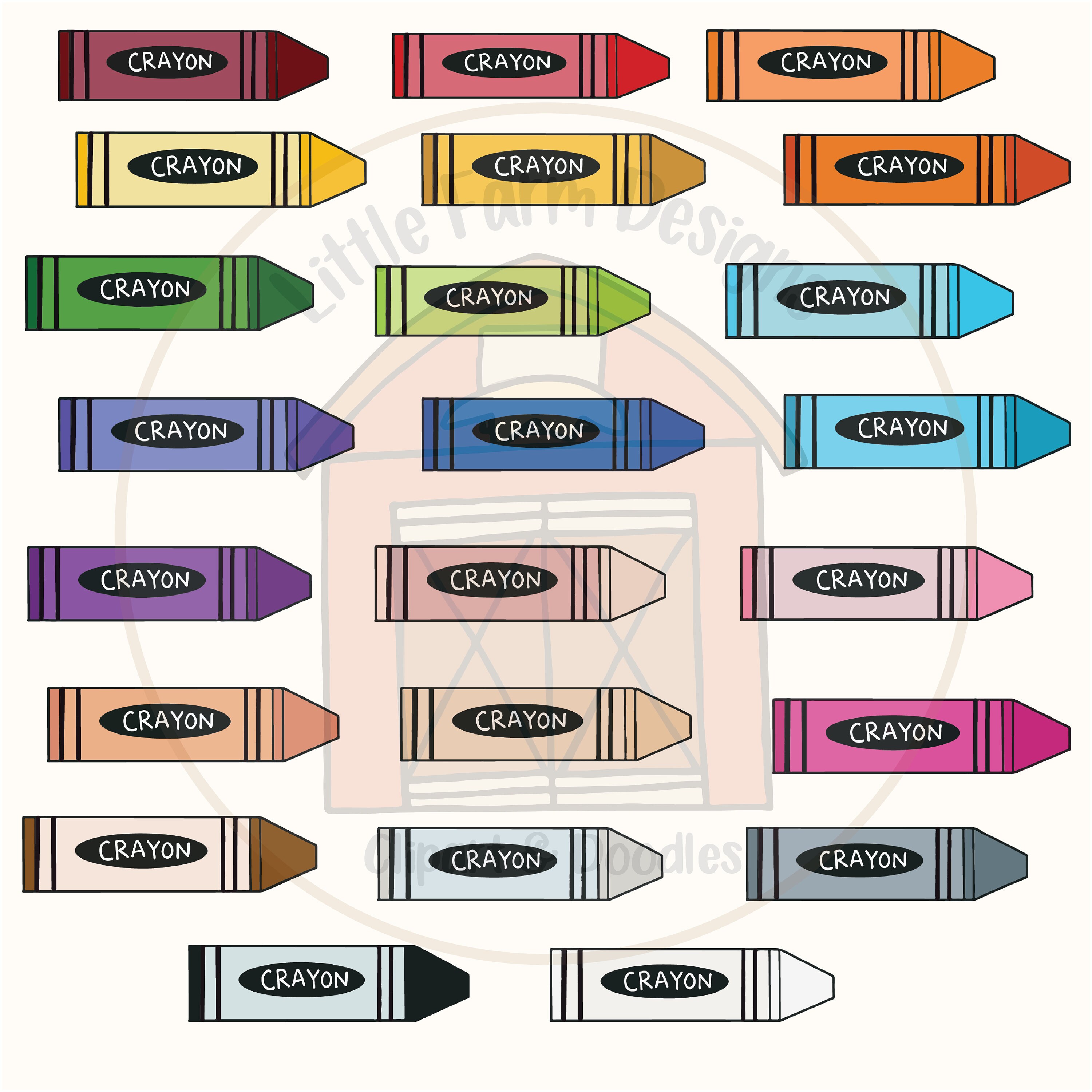 Crayons Clipart, Rainbow Clipart, Crayons Graphics, School Supplies ...