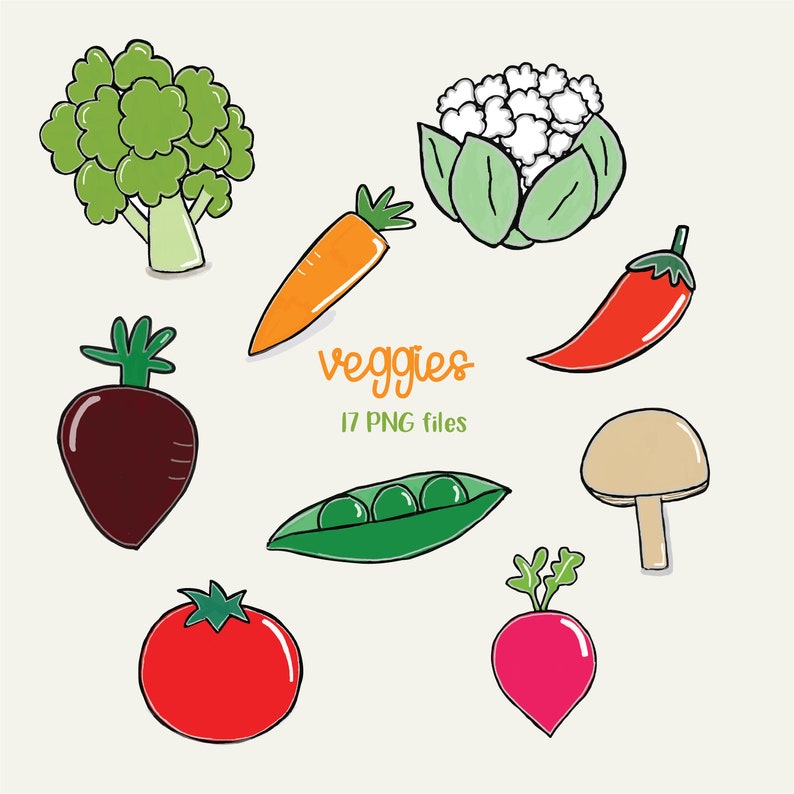 Vegetables Clipart, Veggies Clipart, Food Clipart, Vegetables Graphics ...