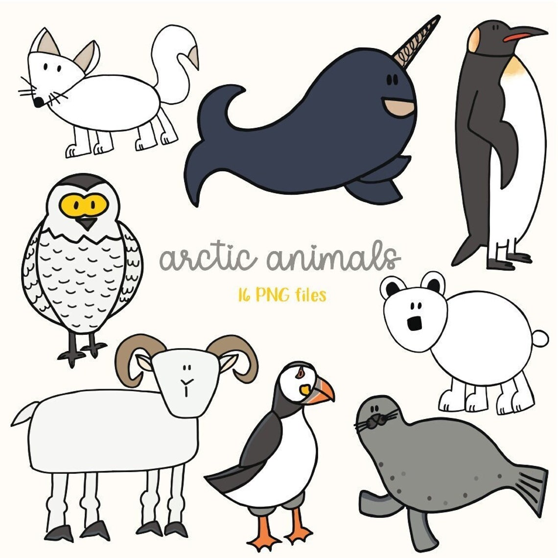Arctic Animals Clipart Polar Animal Clipart Winter Animals - Etsy
