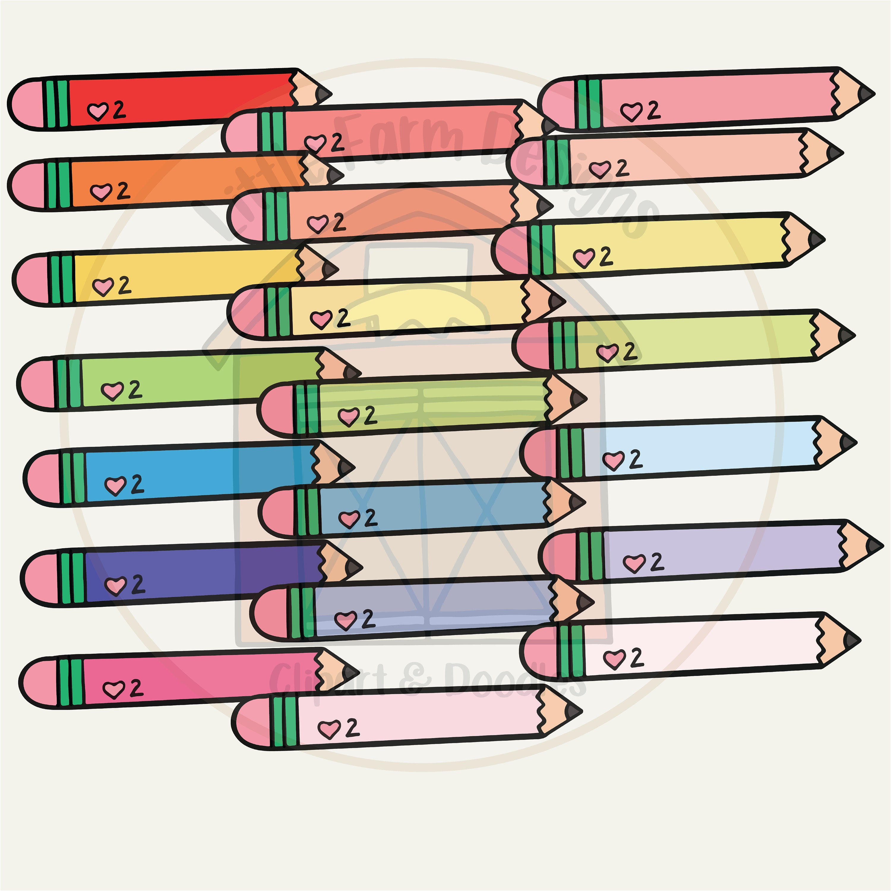 Pencils Clipart, Rainbow Color Pencils Clipart, Clipart for Teachers ...