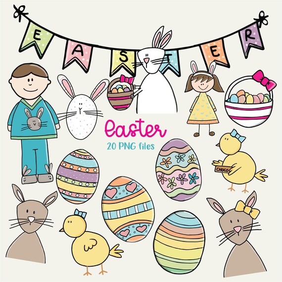 Cute Easter Digital Clipart Easter Rabbits Clipart Easter | Etsy