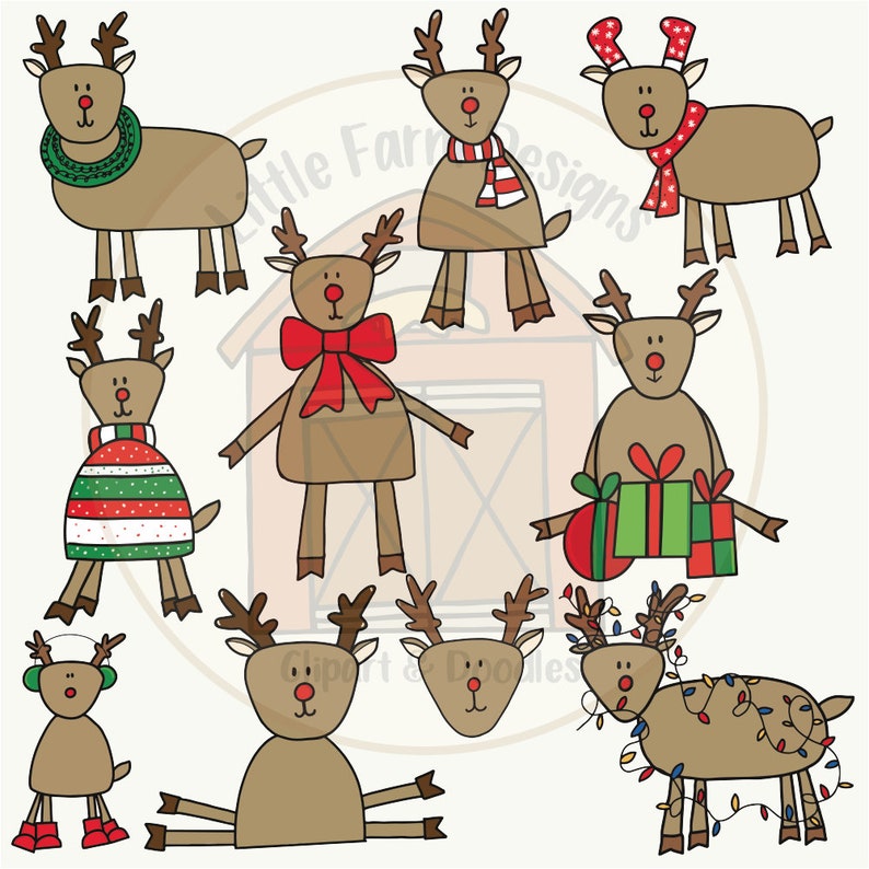 Reindeer Clipart, Christmas Clipart, Holiday Clipart, Reindeer Graphics ...