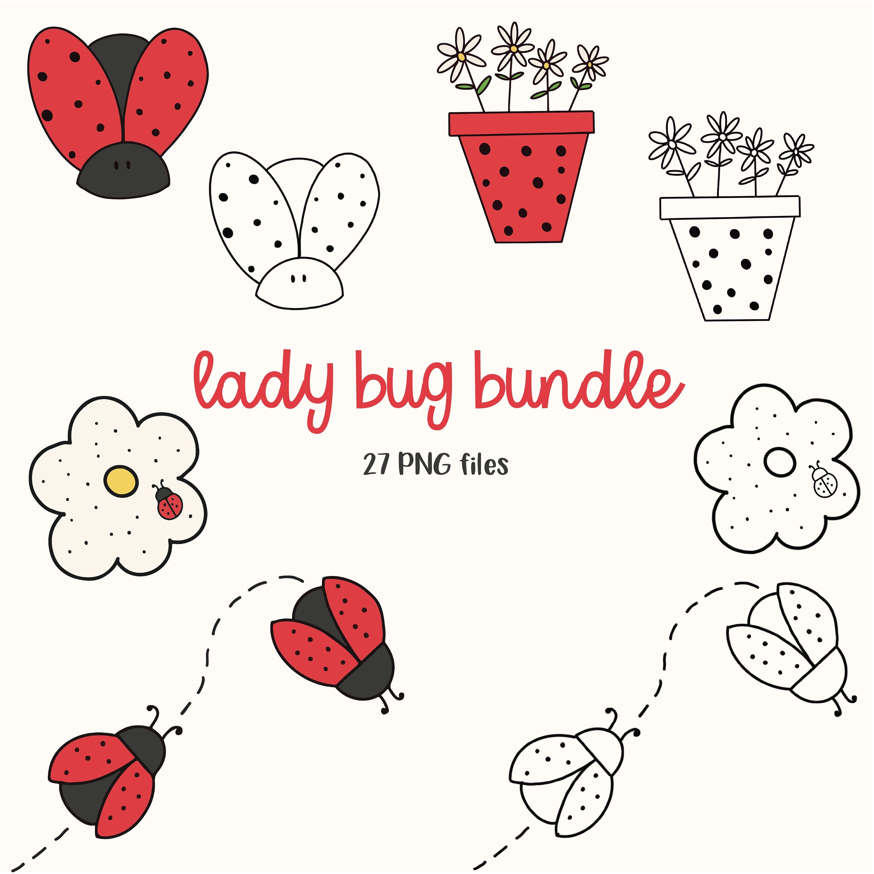 Ladybug Clipart Bundle Ladybug Graphics Spring Clipart - Etsy