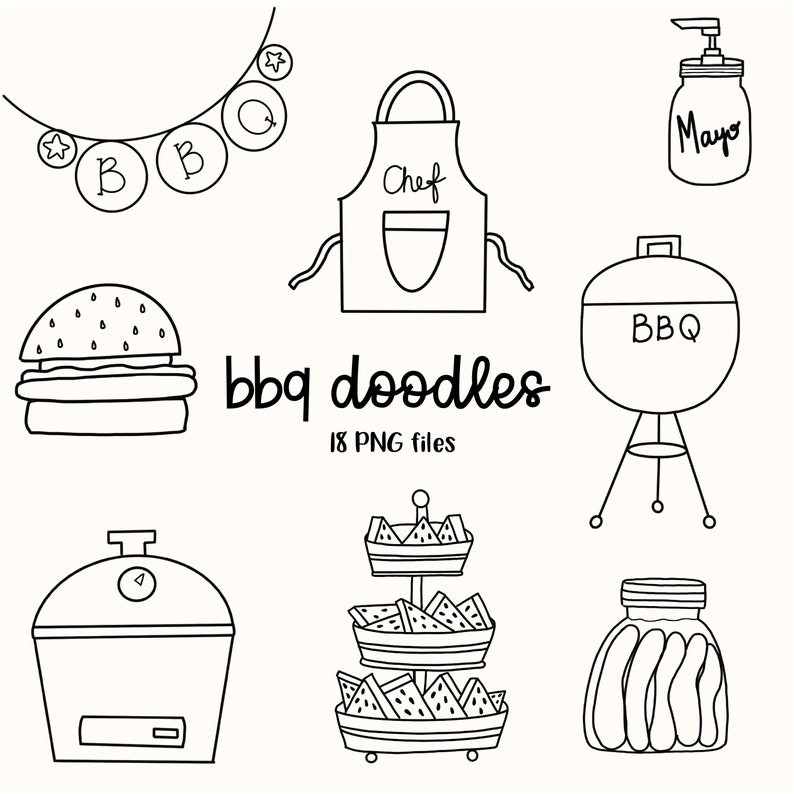BBQ Doodles, Barbecue Stamps, Summer Doodles, Food Doodles, Outdoors ...