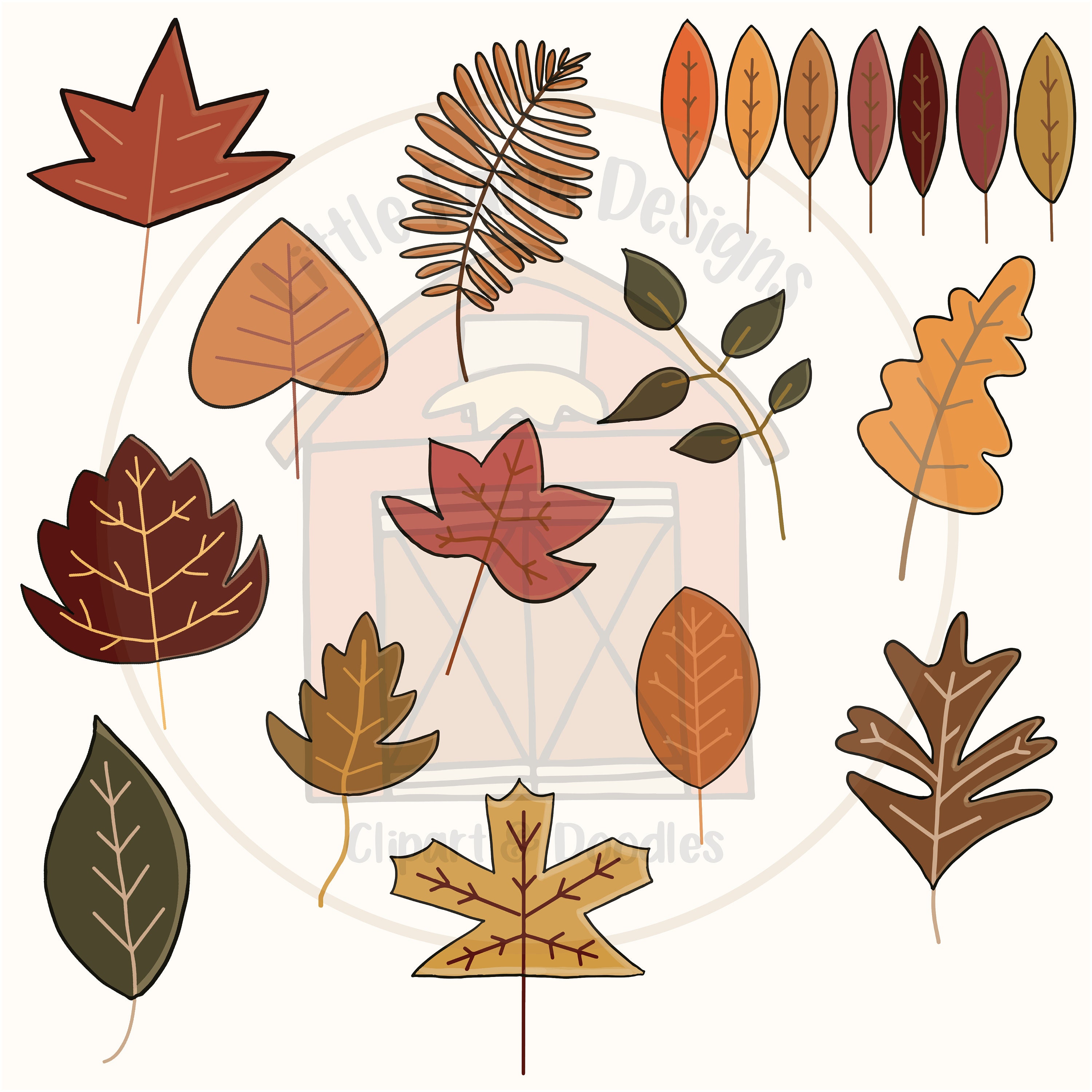 Fall Leaves Clipart, Autumn Clipart, Brown Leaves, Orange Leaves, Leaf ...