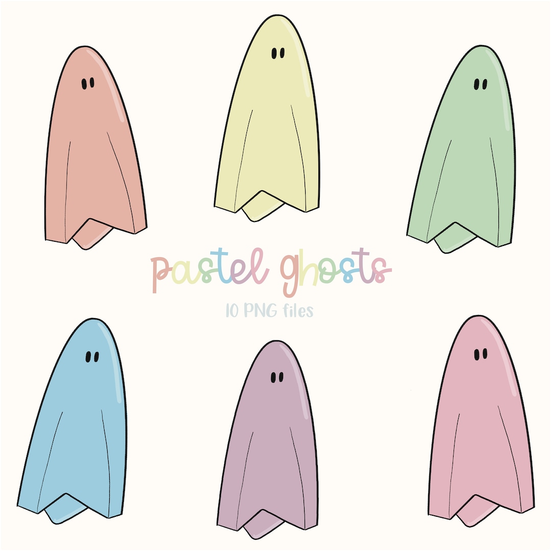 Pastel Ghost Clipart, Pastel Halloween Clipart, Halloween Graphics ...
