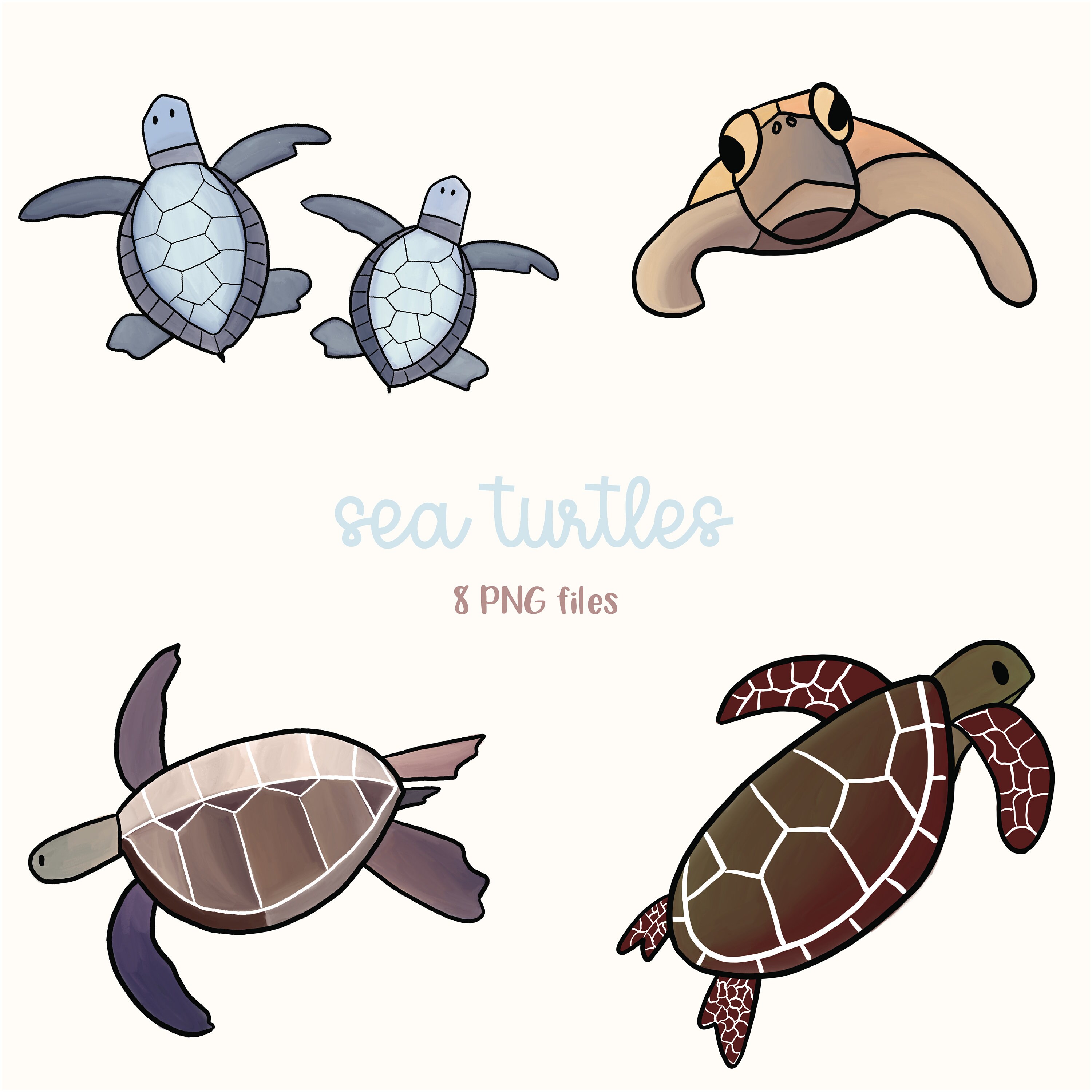 Sea Turtle Clipart, Turtle PNG, Ocean Animals Clipart, Sea Creatures ...