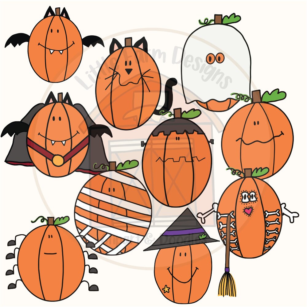 Halloween Pumpkin Clipart, Holiday Clipart, Fall Clipart, Ghost Clipart ...