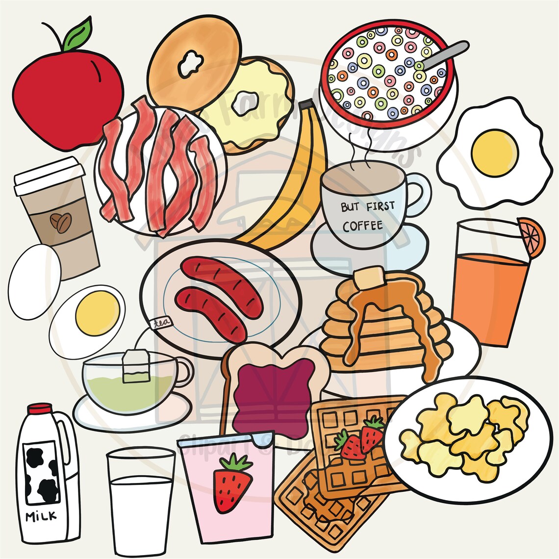 Breakfast Clipart, Breakfast Graphics, Food Clipart, Eggs Clipart ...