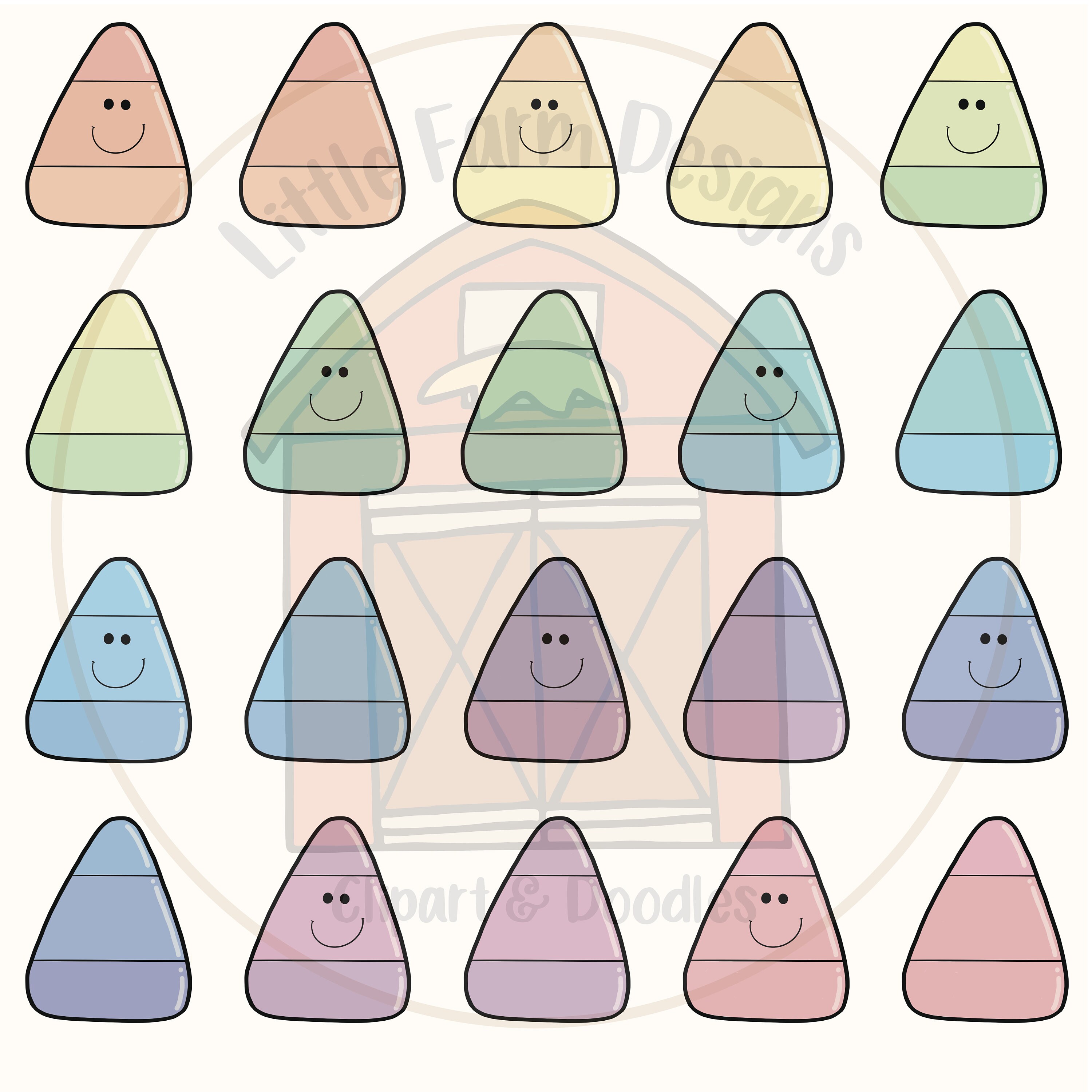 Pastel Candy Corn Clipart, Halloween Candy Clipart, Candy Corn Graphics ...