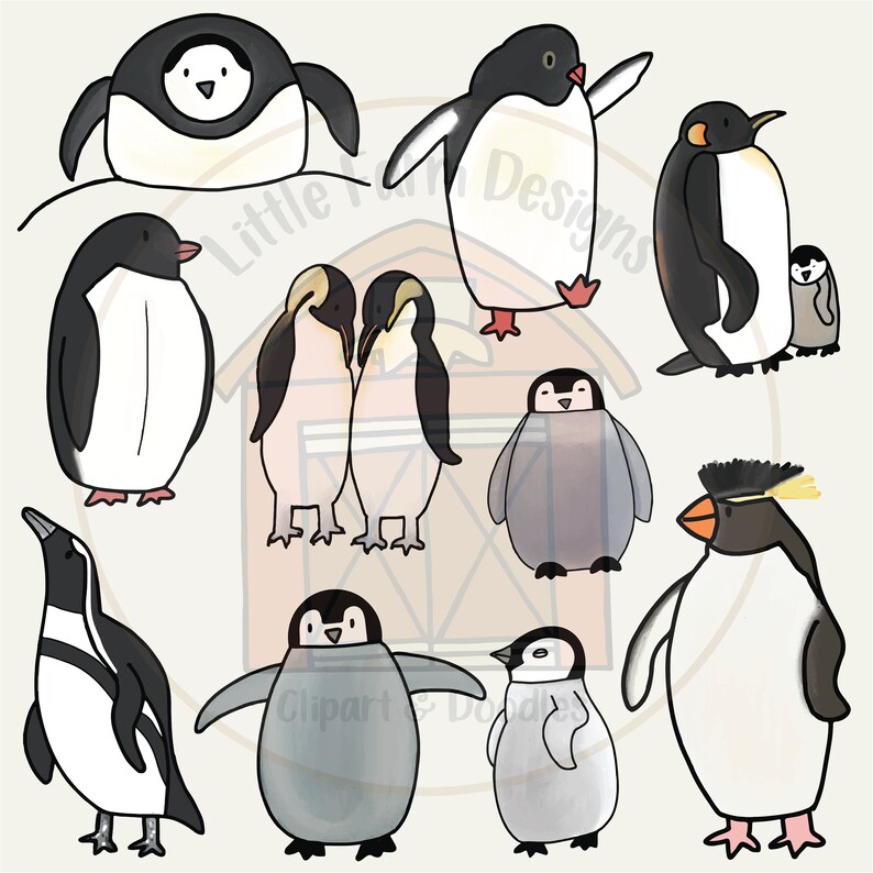 Penguin Clipart, Winter Penguins, Birds Clipart, Winter Animal Clipart ...