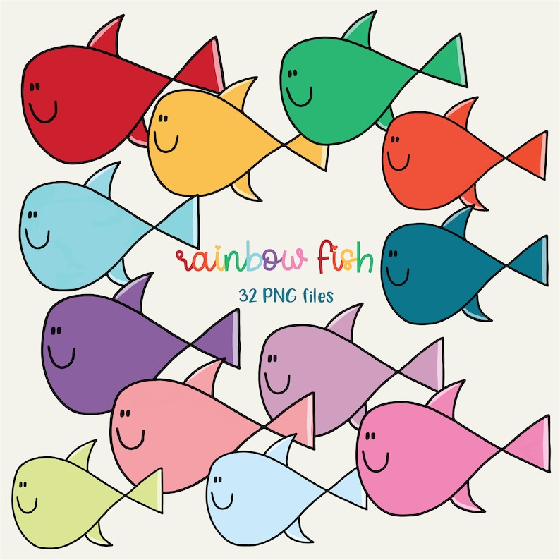 Fish Clipart, Rainbow Colors Fish, Sea Animals Clipart, Clipart for ...