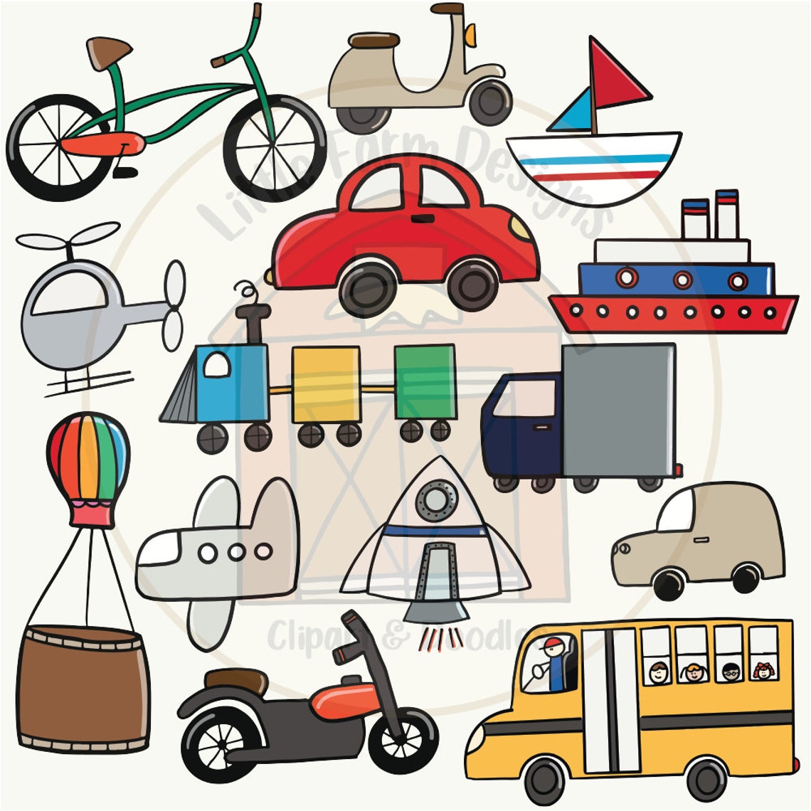 Transportation Clipart Car Clipart Bus Clipart Sailboat - Etsy