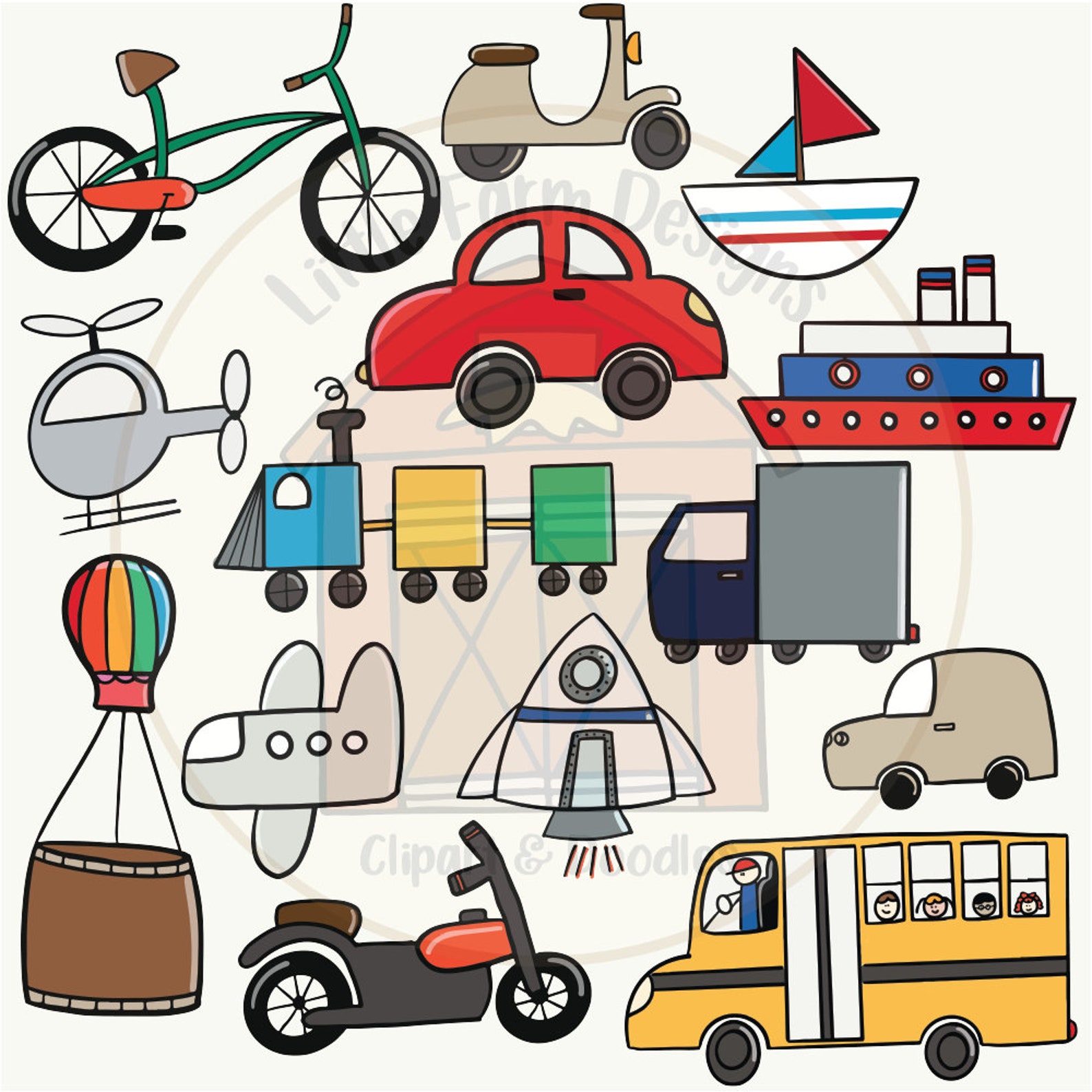 Transportation Clipart Car Clipart Bus Clipart Sailboat - Etsy