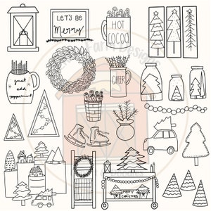 Winter Doodles, Hand Drawn Christmas Clipart, Winter Clipart, Doodle ...