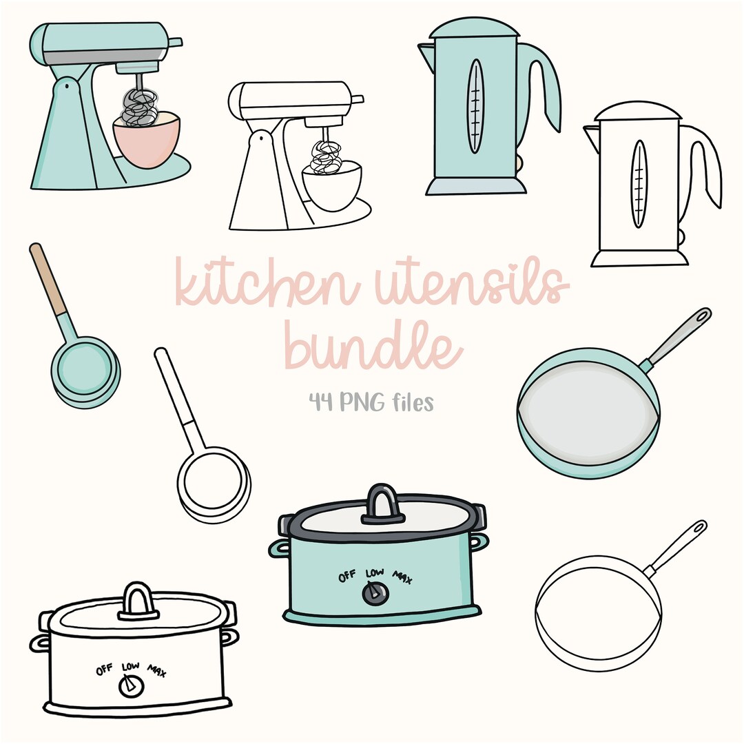 Kitchen Utensils Clipart Stamps, Kitchen Tools, Kitchen Graphics ...