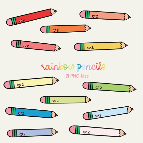Pencils Clipart Rainbow Color Pencils Clipart Clipart for - Etsy