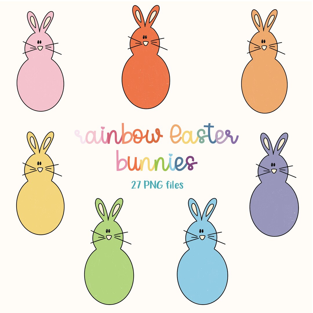 Easter Rainbow Rabbits Clipart, Rainbow Front Bunnies, Spring Clipart ...