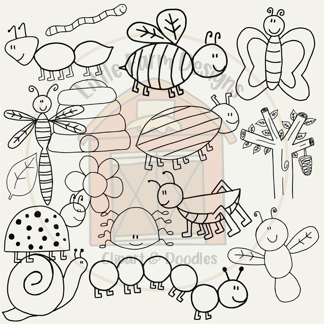 Bugs Digital Stamps - Bugs Black and White - Bugs Printables - Insects ...